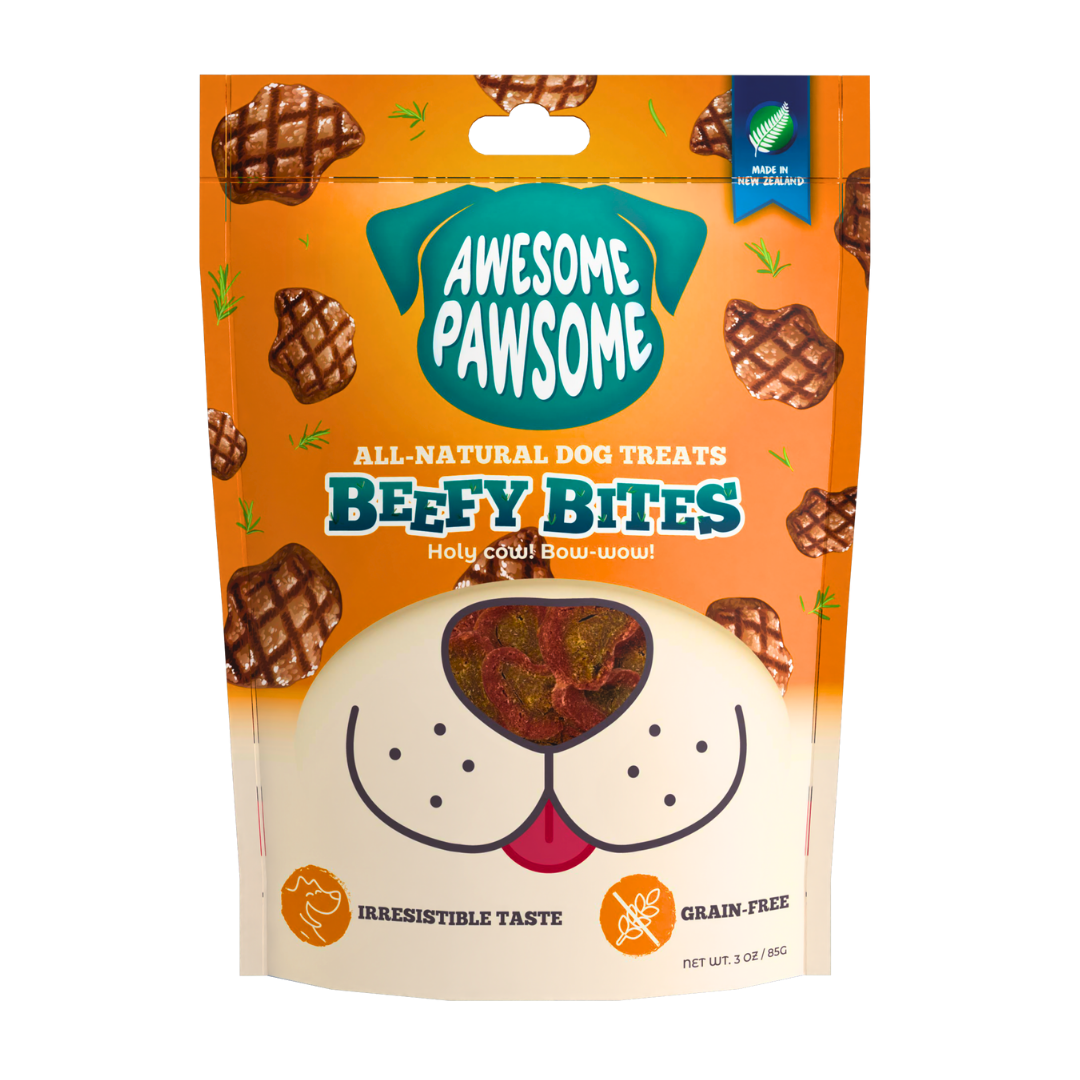 Awesome Pawsome All Natural Dog Treats Beefy Bites Recipe 85g ...